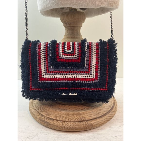 Bags | Zara Handmade Multicolor Beaded Cross Body Bag With Frayed Edges ...